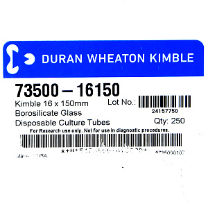 KIMBLE 平口玻璃试管,CC-5553-01 玻璃试管 73500-1075 250支/盒 試験管 73500-1075 250支/盒 ...