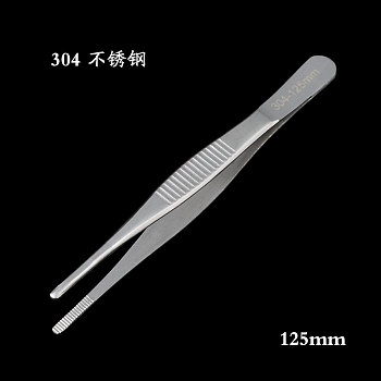 ReLAB 304不锈钢敷料镊子,不锈钢弯头带齿镊子（SUS304）,-实验室用品商城