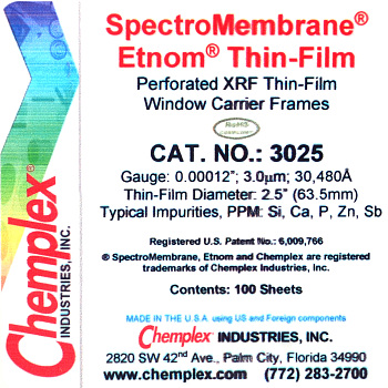 Chemplex 光学分析XRF样品薄膜,SpectroMembrane Etnome Thin-Film 光学分析迈拉膜ROHS测试膜XRF ...