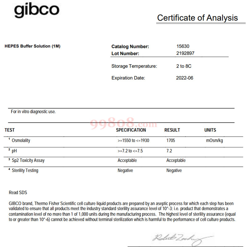 Gibco hepes缓冲溶液 HEPES (1M),15630-080,15630080-实验室用品商城