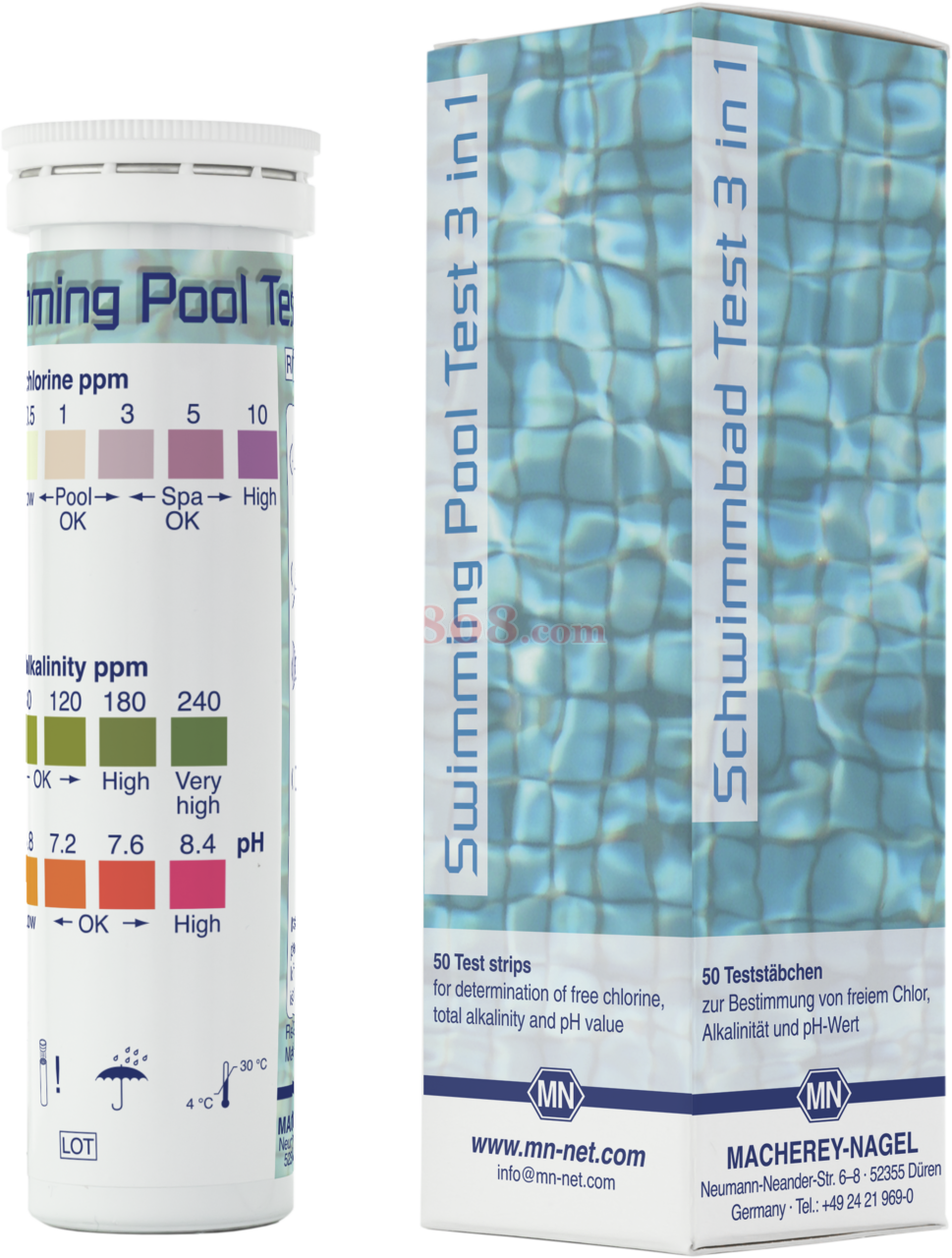 MN/德国 Semi-quantitative test strips Swimming pool test 3 in 1,90752-实验室用品商城