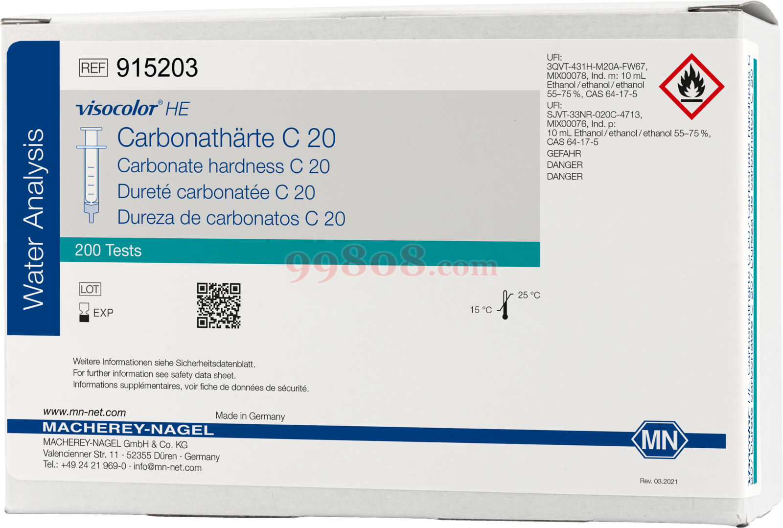 MN/德国 Titrimetric test kit VISOCOLOR HE Carbonate hardness C 20, refill ...