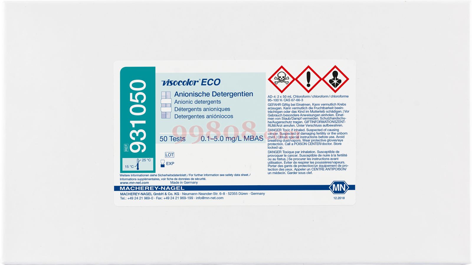 MN/德国 Colorimetric test kit VISOCOLOR ECO Anionic Detergents,931050-实验室用品商城