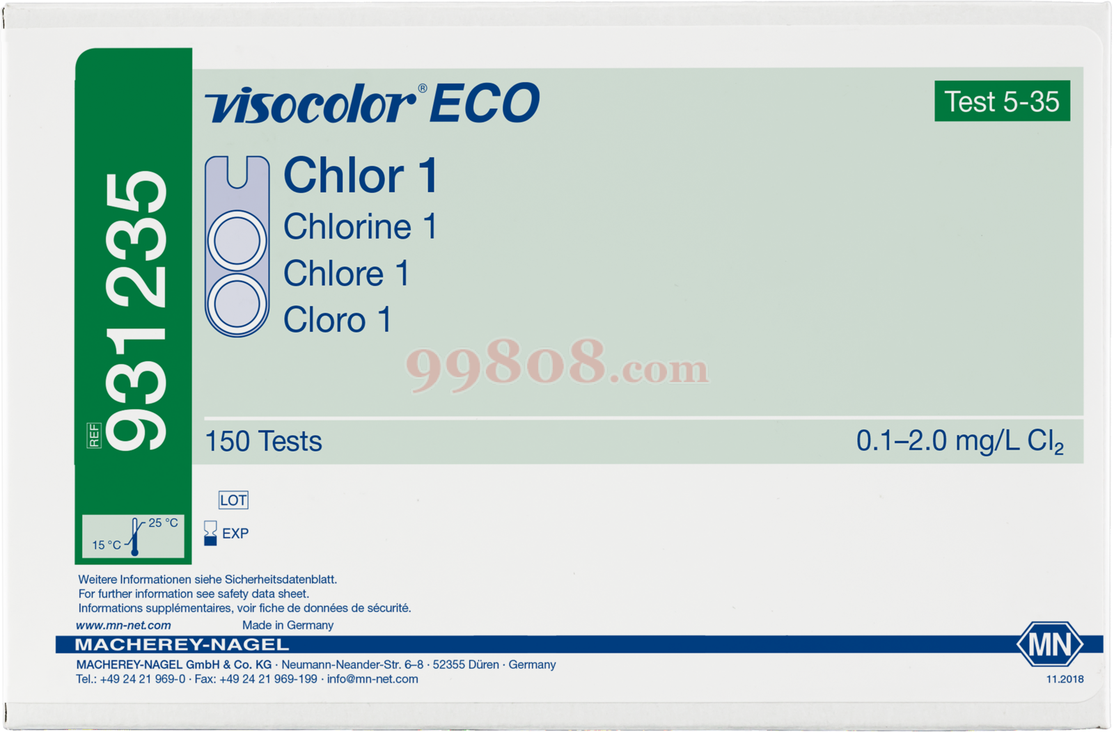 MN/德国 Colorimetric test kit VISOCOLOR ECO Chlorine 1, free and total ...
