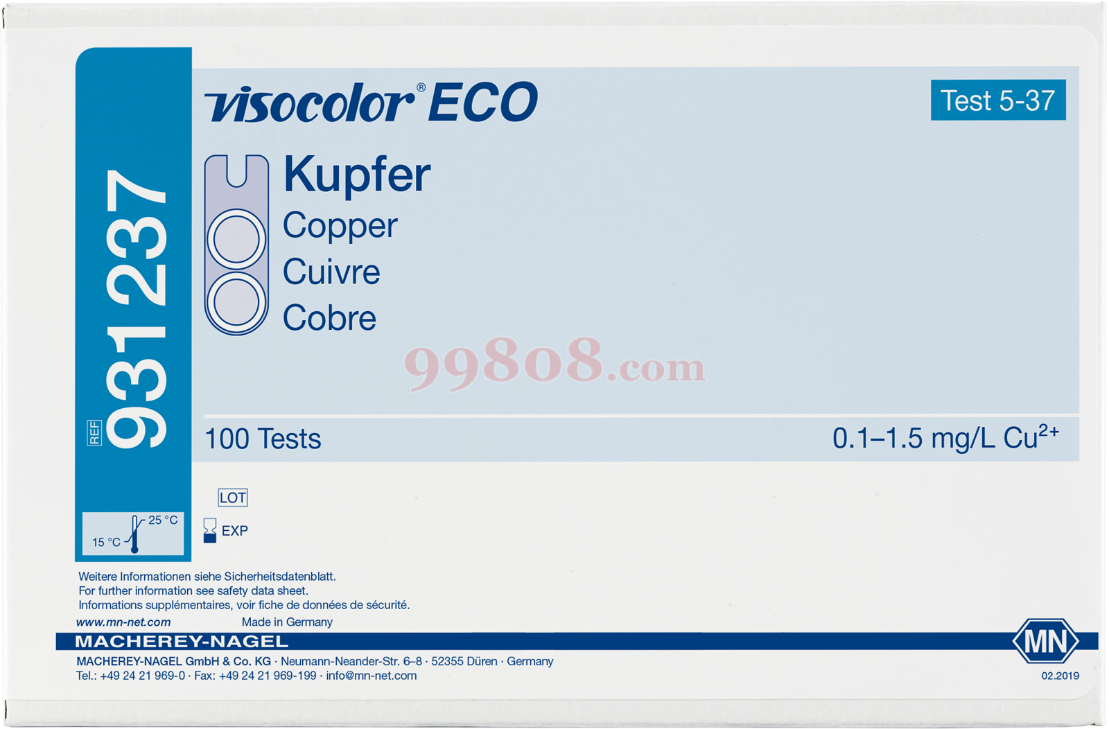 MN/德国 Colorimetric test kit VISOCOLOR ECO Copper, refill pack,931237-实验 ...