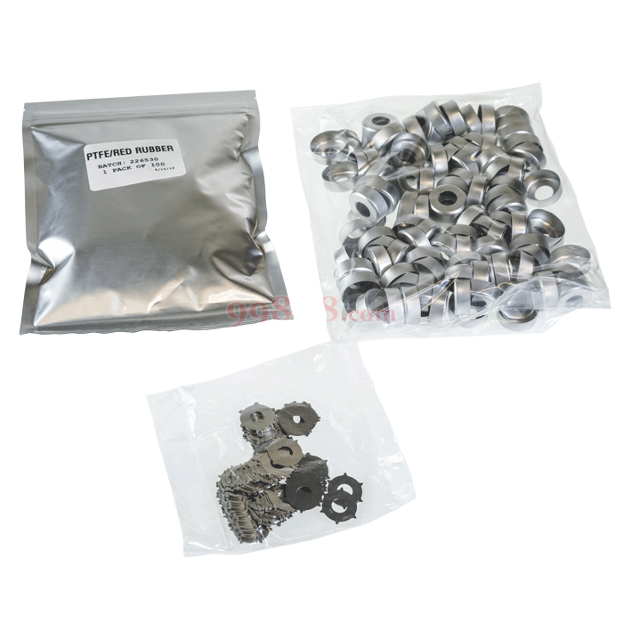 PerkinElmer Un-Assembled Aluminum Crimp Cap with PTFE/Red Rubber Septa ...